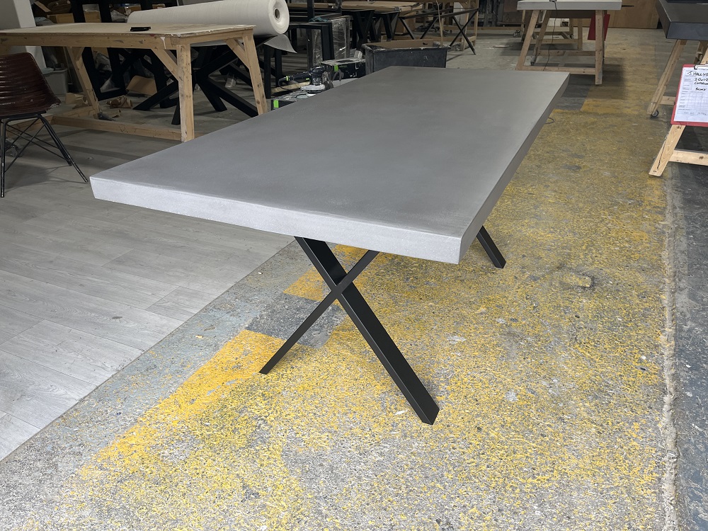 1.8m x 0.8m concrete dining table in mid-grey - Daniel Polished ...