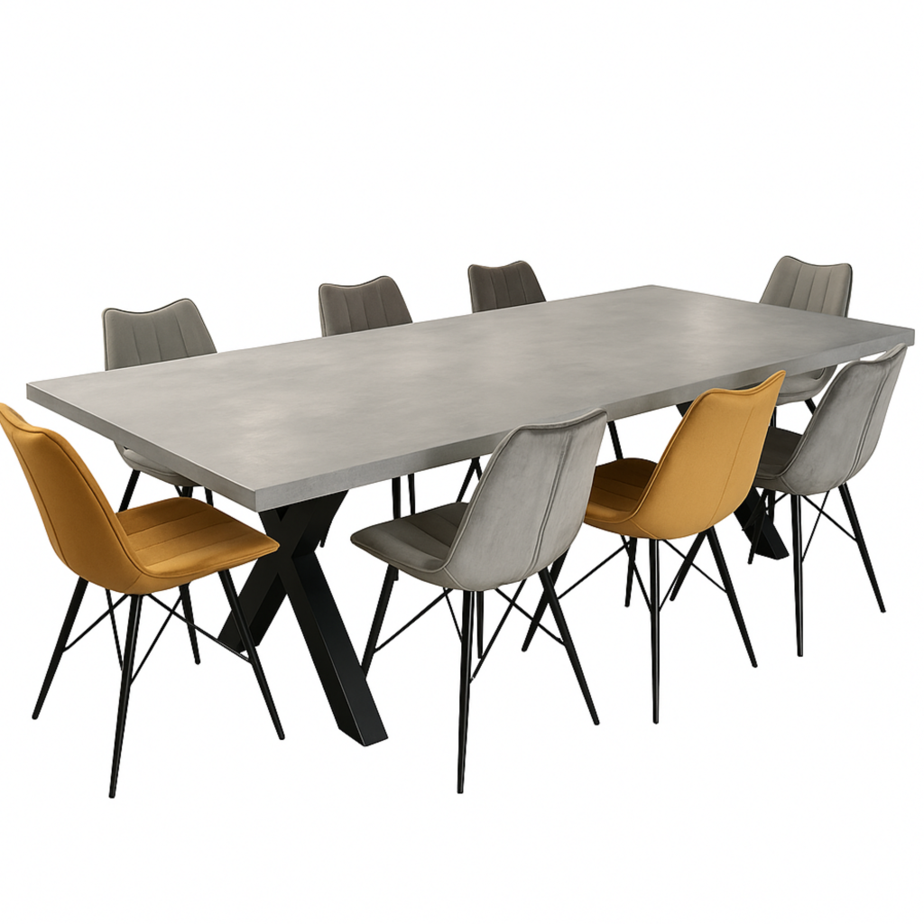 Mid Grey 8 Seater Polished Concrete Dining Table | by Daniel